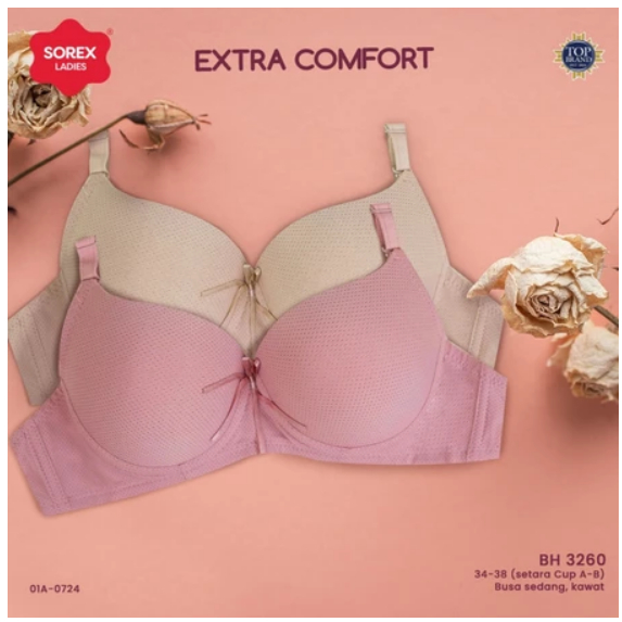 Jual Push Up Bra Sorex Dengan Kawat 3260 Size 34B (B75) 36B (B80) | Shopee Indonesia