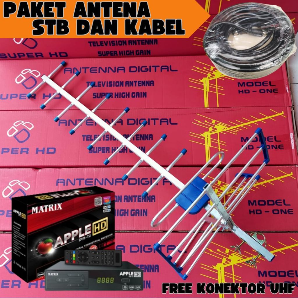 Jual Paket Antena Super Hd Bonus STB dan Kabel | Shopee Indonesia