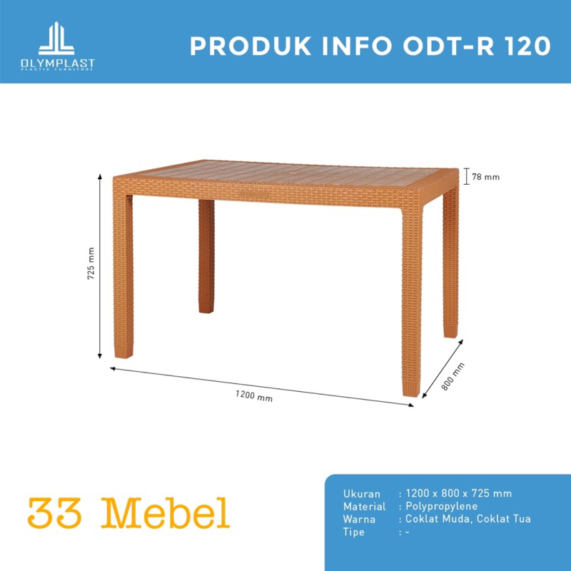 Jual Meja Persegi Meja Makan Ruang Tamu Serbaguna ODT R 120 x 80 ...