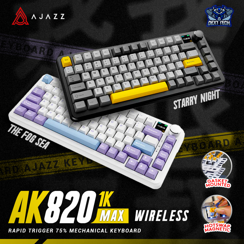Jual Ajazz AK820 MAX HE Wireless Three Mode Magnetic Switch Rapid Trigger 75% Mechanical RGB ...