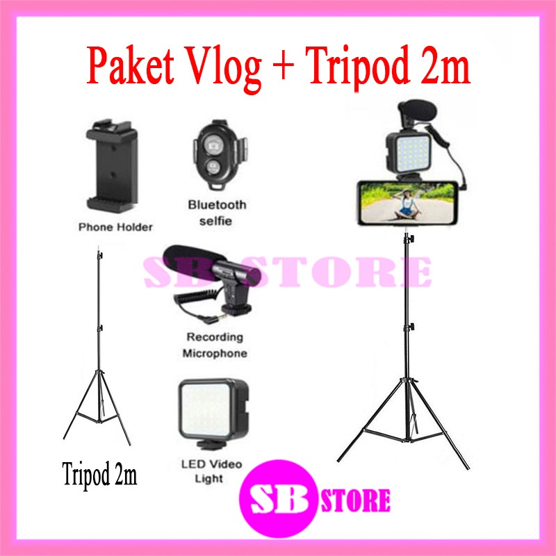 Jual Vlogging KIT Paket Vlog 5in1 Paket vloger Vlog hp Lengkap AY49 paket Konten LED Light ...