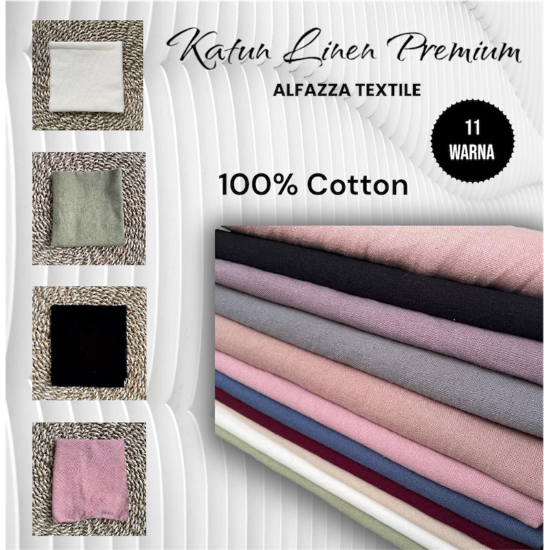 Jual Kain katun Linen Premium 100% Cotton | Katun Linen Polos | Linen ...