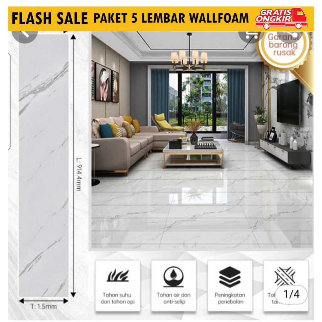 Jual Paket 5 Lembar Lantai Vinyl Stiker Perekat Lantai Kayu PVC Ubin ...