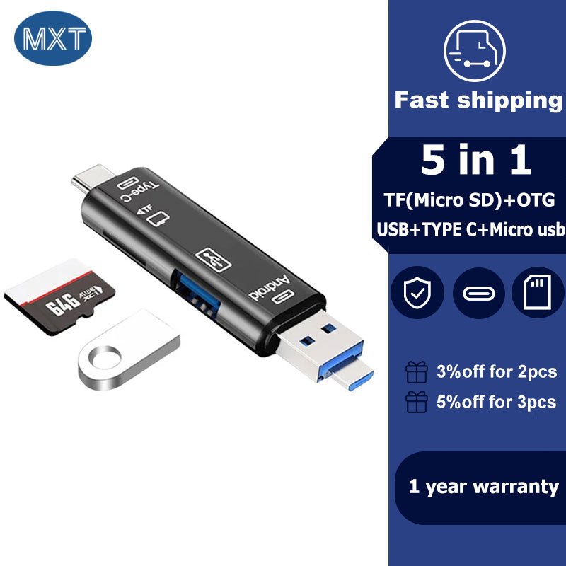 Jual MXT Card Reader 5in1 OTG USB3.0/Type-c Fit For SD /Kartu Micro SD ...