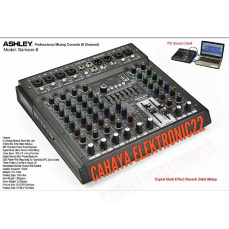Jual Mixer Ashley Samson 6 Original 6 Channel Bluetooth - Soundcard Original Garansi | Shopee ...