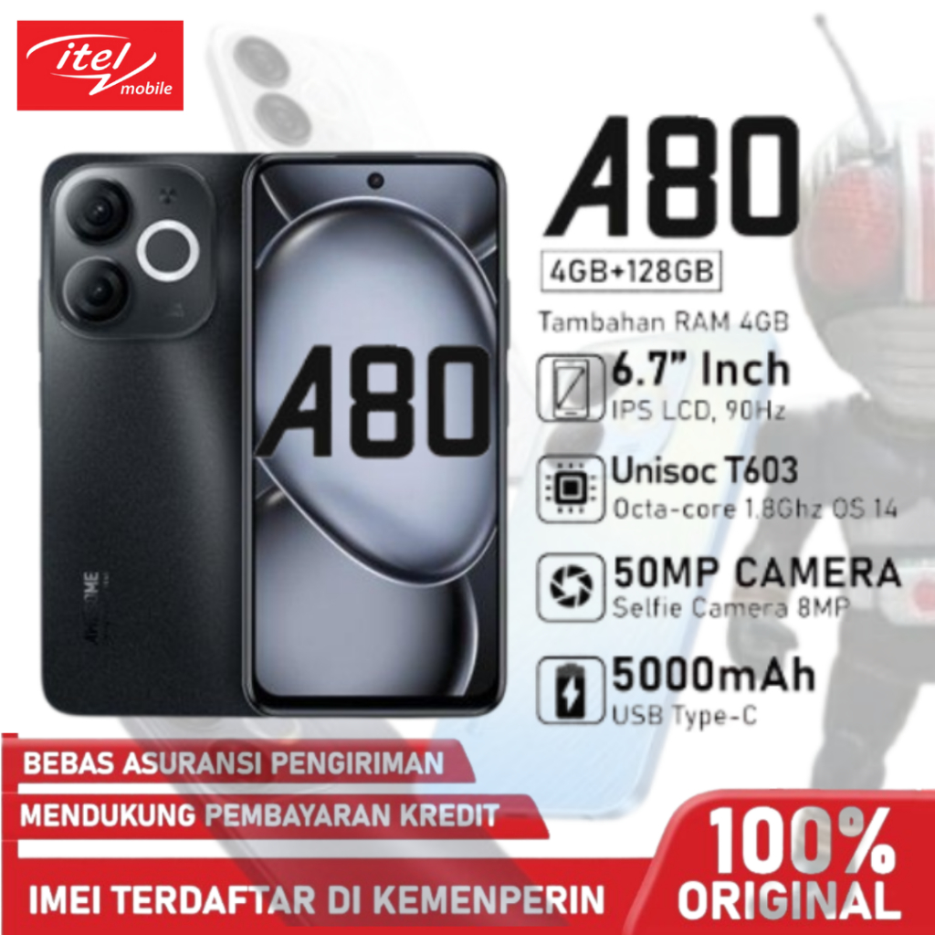 Jual ITEL A80 4+4GB+128GB, 50MP Super HDR Camera - Garansi resmi ...
