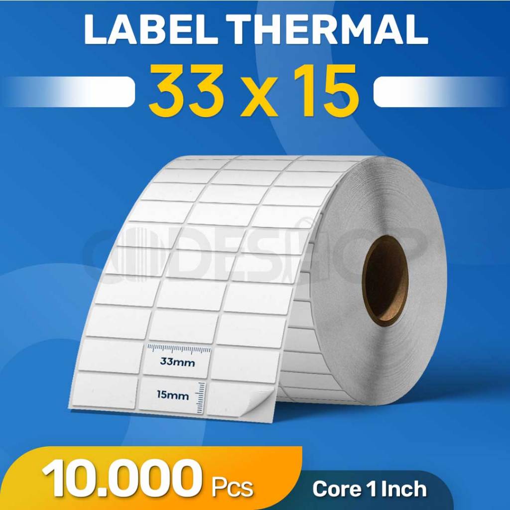 Jual Sticker Label THERMAL 33mm x 15mm | 3 Line Cetak Barcode Harga isi ...