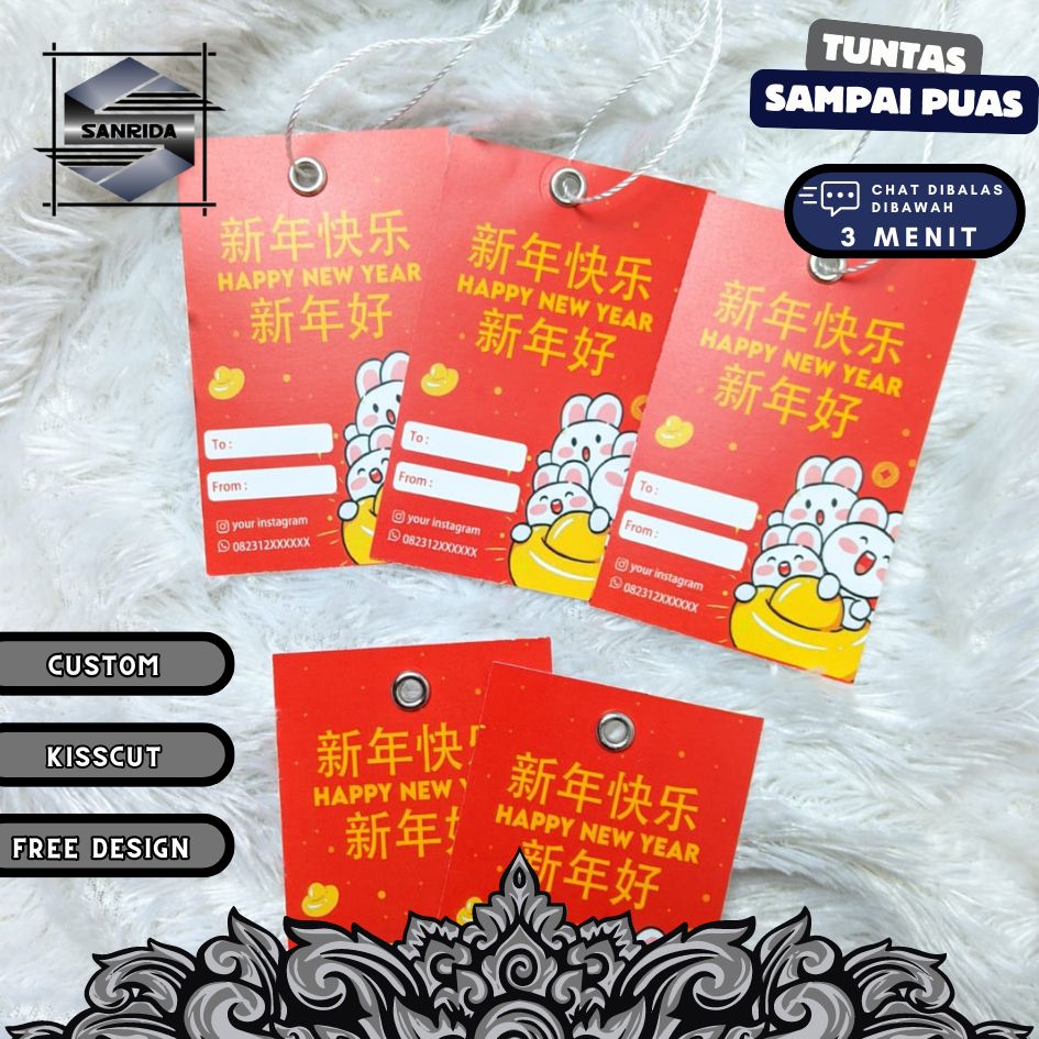 Jual Hang Tag Baju Edisi Imlek Chinese New Year CNY Label Cetak Hangtag Baju Merek Custom 4x6cm ...
