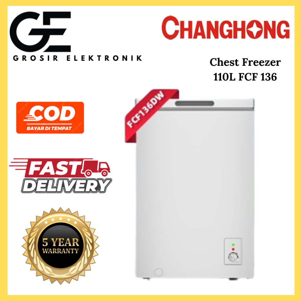 Jual CHEST FREEZER CHANGHONG FCF136DW FCF 136 DW LEMARI PEMBEKU 110 ...