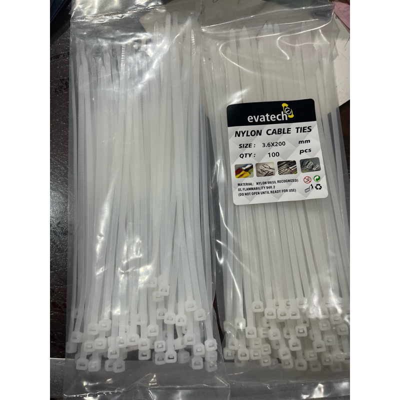 Jual Nylon Cable Tie Evatech 3,6 x 200 mm 20 cm Putih 100 pcs kabel ...