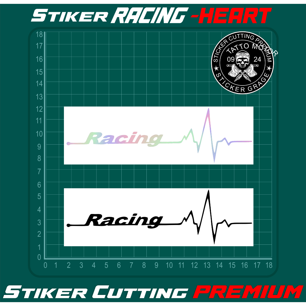Jual Stiker Sticker Motor Racing Heart Beat Stiker Variasi Aksesoris ...