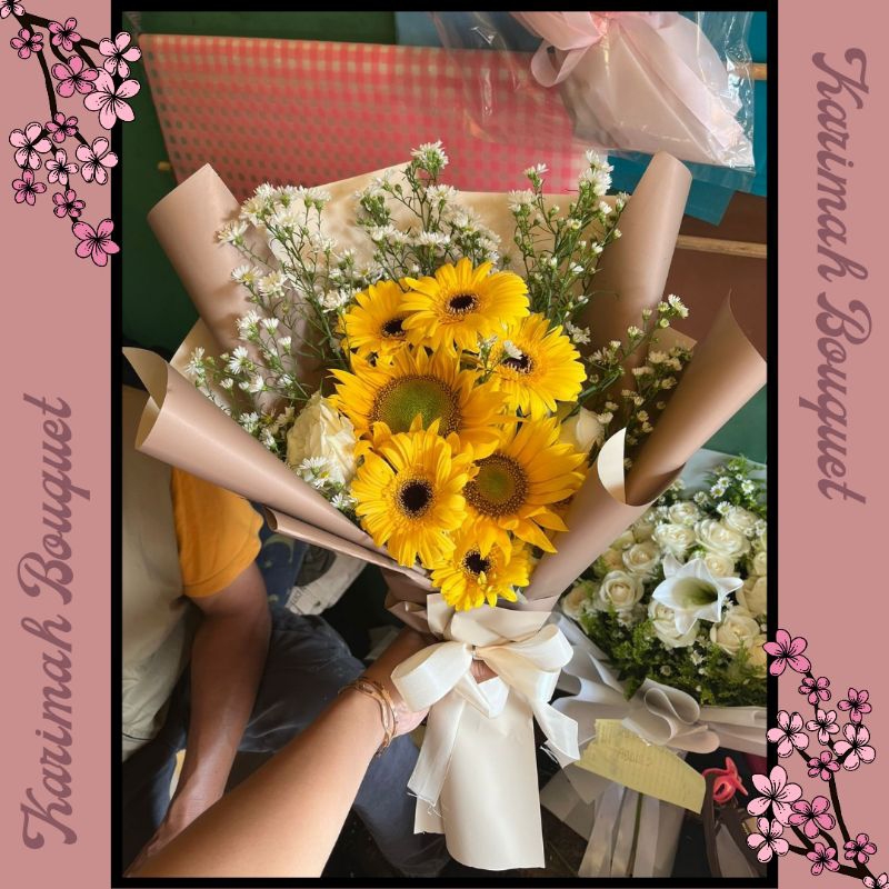 Jual LANGSUNG JADI! Fresh Sun Flower Buket Flowers Hand Bouqet Bouquet ...