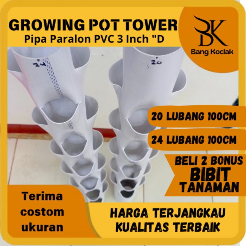 Jual GROWING POT TOWER, Pot tower pot aesthetic pot tanaman pot sayuran ...