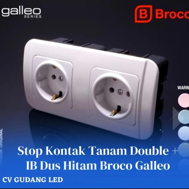 Jual Stop Kontak Tanam Double + IB Dus Hitam Broco Galleo | Shopee ...