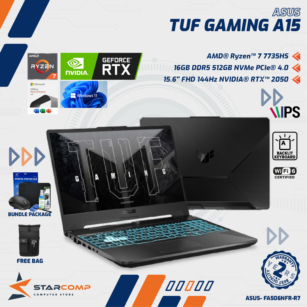 Jual ASUS TUF A15 FA506NFR Ryzen 7 7435HS RTX2050 16GB 512GB 15.6" FHD ...