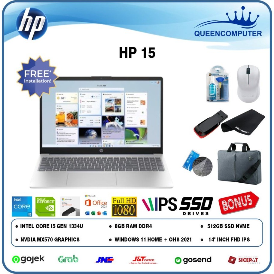 Jual PROMO Laptop HP 15 Core i5 1334U 8GB 512GB MX570A W11 OHS 2021 ...