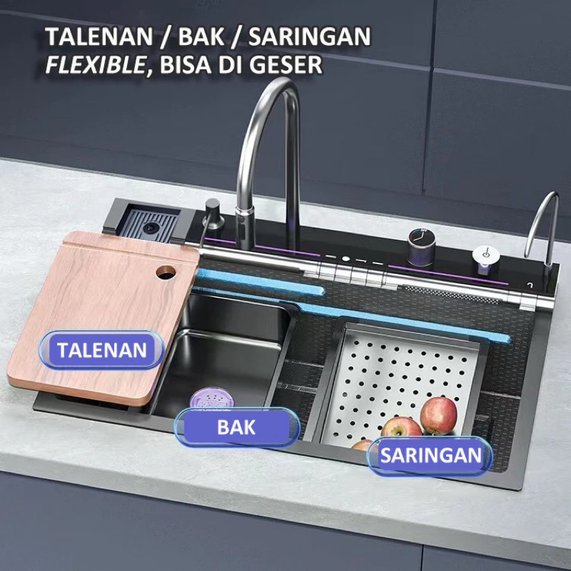 Jual kitchen sink luxury ukuran 75x45 lengkap tempat sabun, talenan ...