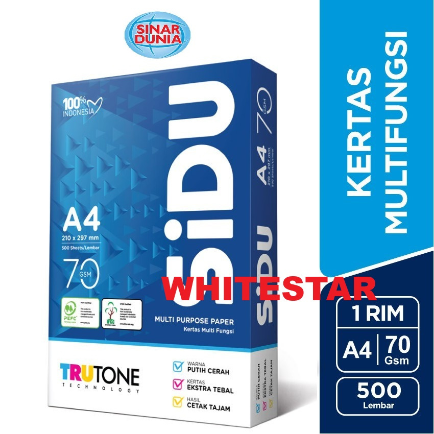 Jual kertas hvs sinar dunia ukuran A4 70 gsm / gr sidu | Shopee Indonesia