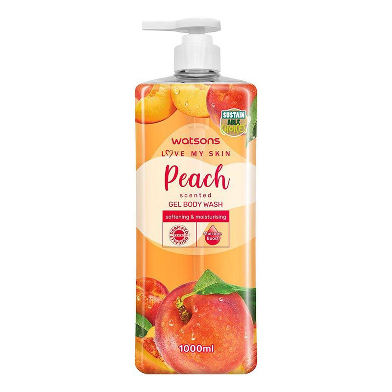 Jual Watsons Body Wash Peach Scented Gel Body Wash 1000ml / 1 liter ...