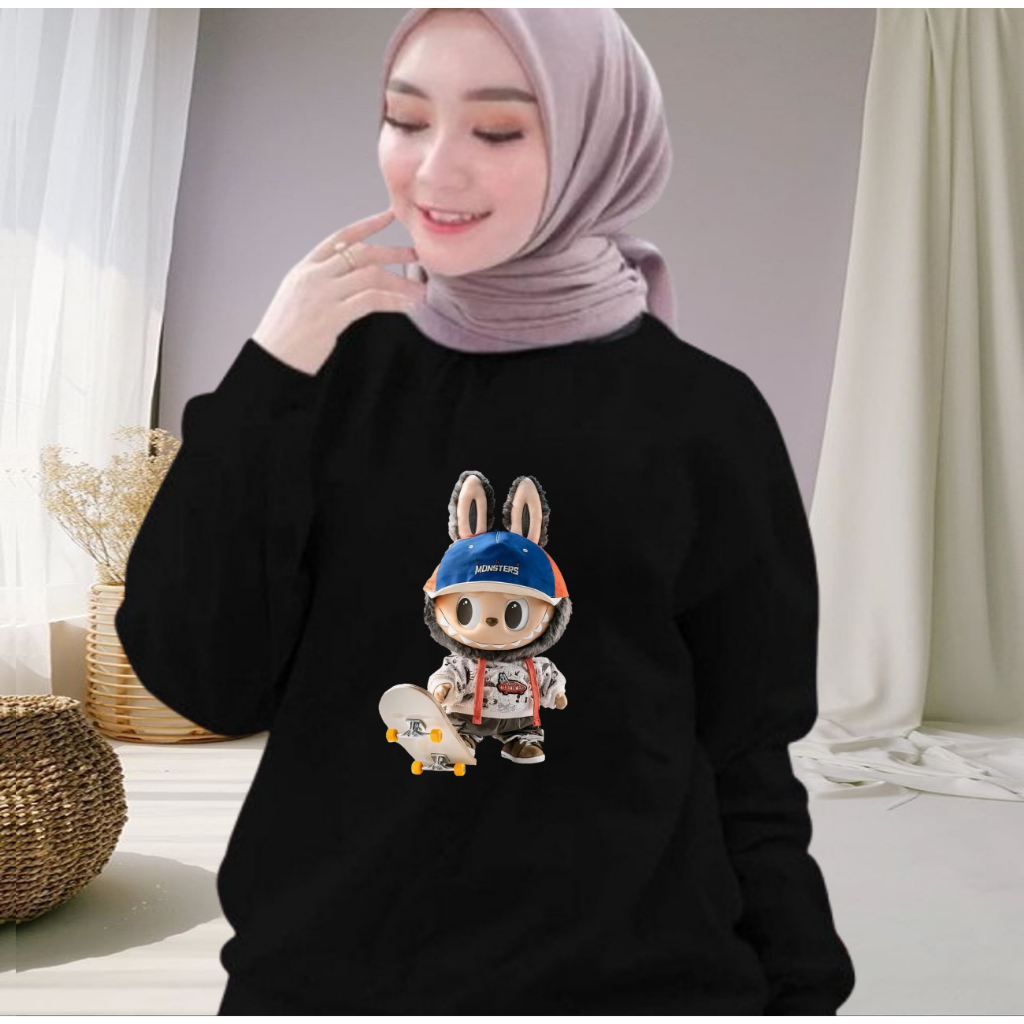 Jual Kaos Labubu Kaos Atasan Lengan Panjang Wanita Kartun Labubu Skate ...