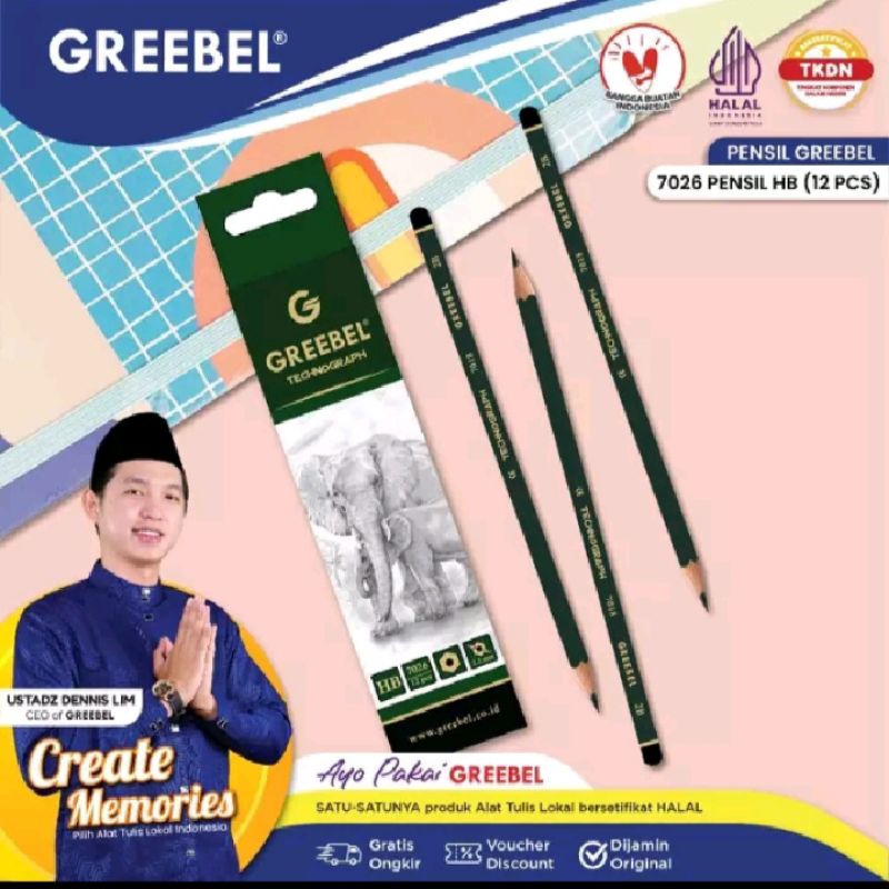 Jual GREEBEL PENSIL HB HEXAGONAL (7026) | Shopee Indonesia