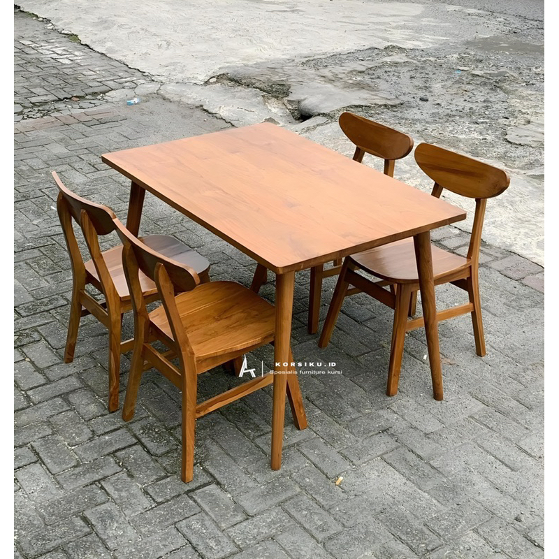 Jual Kursi Makan Minimalis Set Meja Makan Minimalis 4 Kursi Kayu Jati Meja Makan Ropan | Shopee ...
