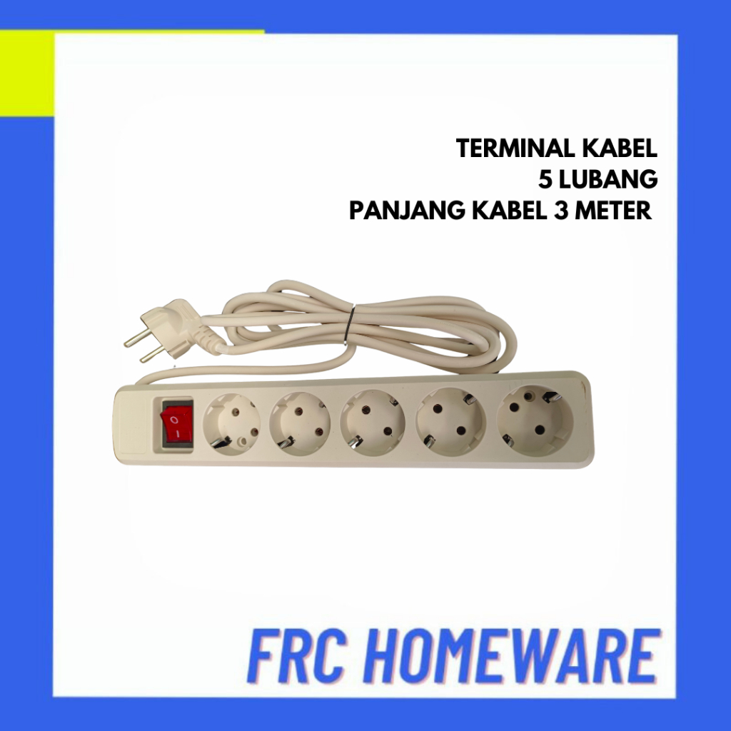 Jual Terminal listrik 5 colokan 3m - terminal listrik 3meter 5 colokan ...