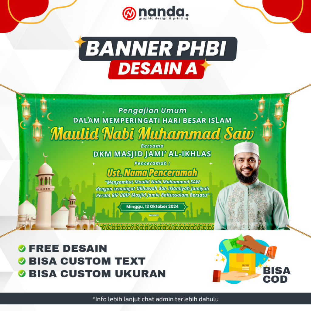 Jual SPANDUK BANNER PHBI MAULID ISRA MIRAJ PERINGATAN HARI BESAR ISLAM ...