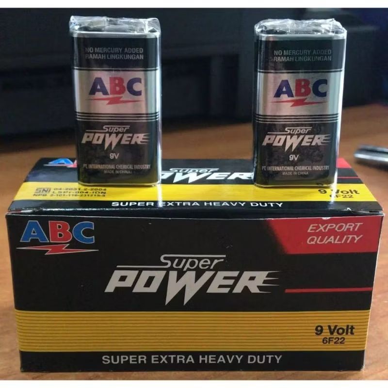 Jual Baterai ABC Super Power 9 Volt Hitam/ Batu Baterai /Battery ABC 9v ...