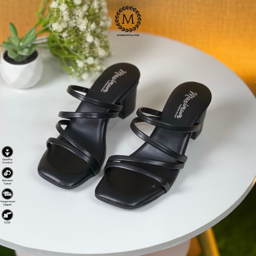 Jual Maximum - Heels tali wanita / Sandal Wanita Hak Tahu 5 cm | Shopee ...