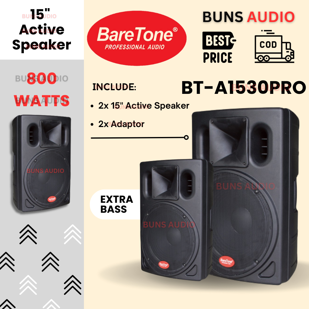 Jual BareTone Speaker Aktif BT-A1530PRO - 800 Watts - Harga untuk 2 unit Speaker (15 INCH ACTIVE ...
