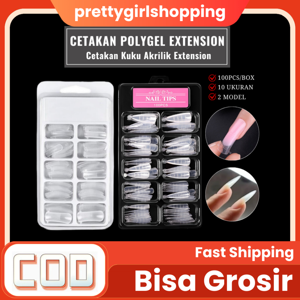 Jual Pretty Cetakan 100pcs Dual form molding polygel poly gel extension ...