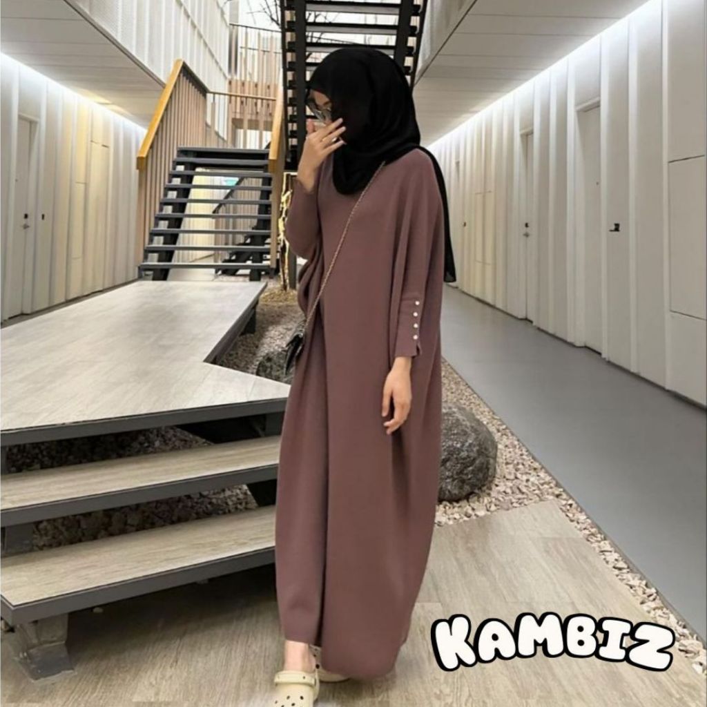 Jual Kambiz Batwing Knit Dress Plisket Gamis Polos Basic Premium Daily Terbaru Kekinian Abaya ...