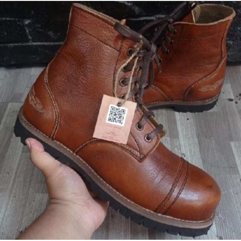 Jual Sepatu Safety Leather Boots Kulit original model ranger pull up ...