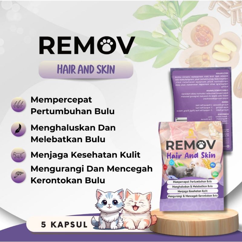 Jual Remov Vitamin HAIR & SKIN Sachet isi 5 kapsul Multivitamin untuk ...