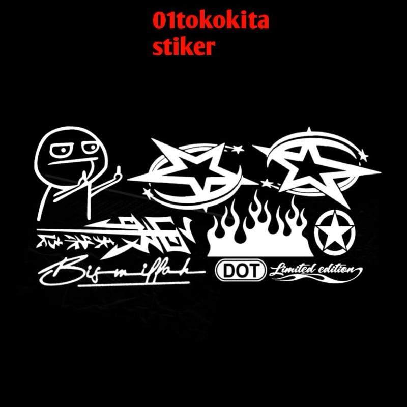 Jual Sticker cutting pack satu seat bintang kanan kiri bercak api ...