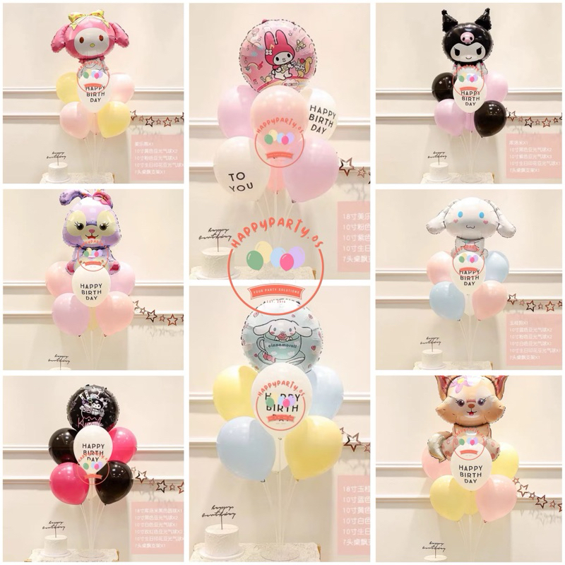 Jual Paket Simple Standing Balon Sanrio Melody Kuromi Cinnamorol ...