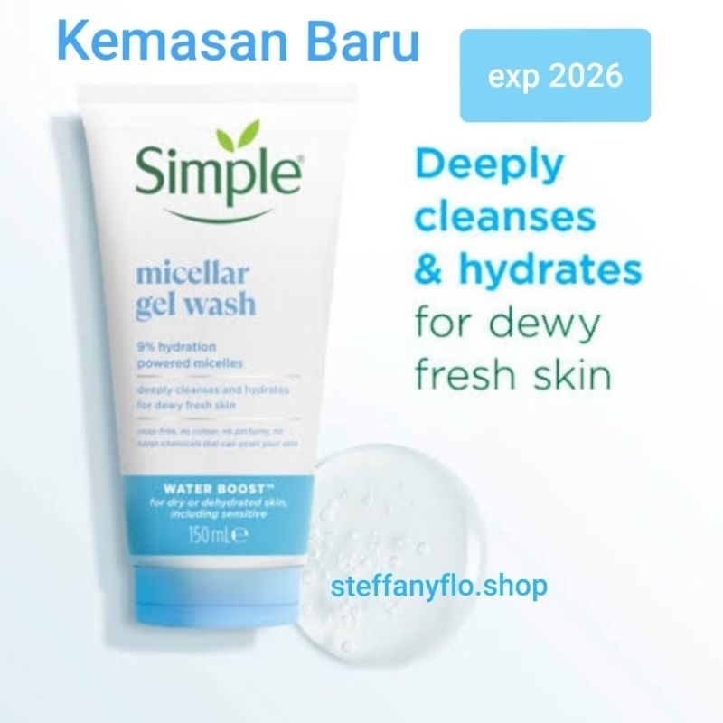 Jual Simple Face wash 150ml Micellar Water boost Refreshing facial wash ...