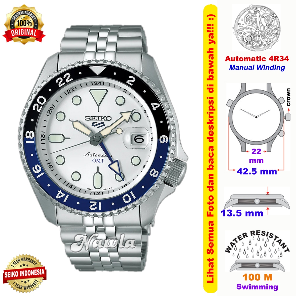 Jual Seiko 5 Sports SSK033K1 GMT Silver Dial Batman - Jam Tangan Pria ...