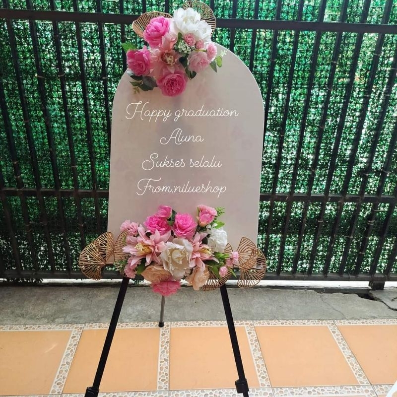 Jual papan bunga akrilik ucapan wisuda duka cita ultah openiing toko ...