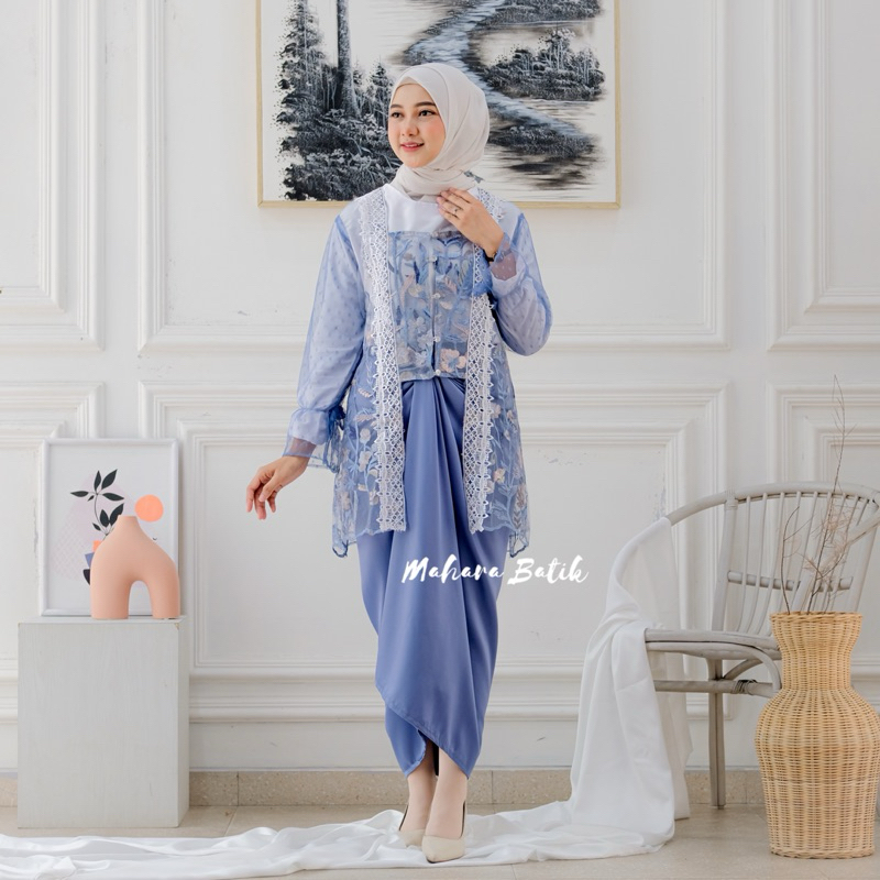 Jual Batik Express - Levani Oneset Outer kutubaru Tille Garden inner set hijab dan non hijab ...