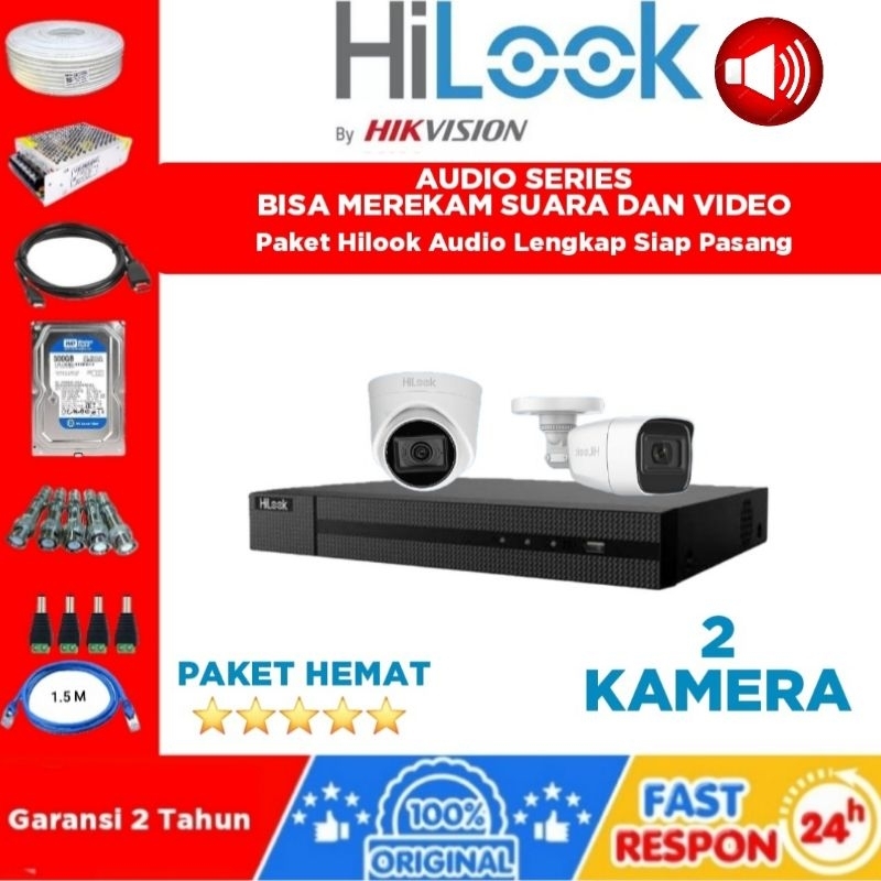 Jual Paket CCTV 2CH HILOOK AUDIO 2MP 4 Channel LENGKAP Bisa Merekam Suara Dan Video | Shopee ...