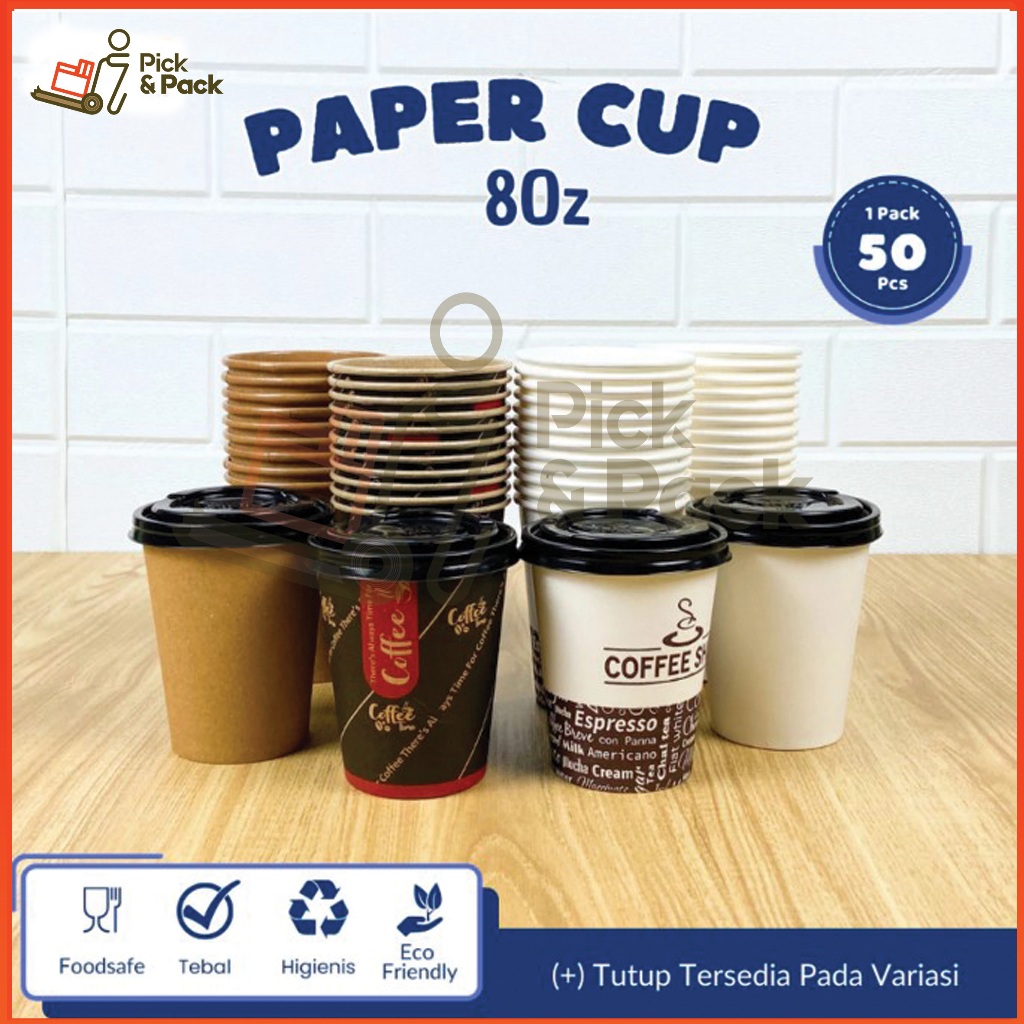 Jual [ISI 50PCS] Paper Cup 6,5 Oz (190ml) KRAFT / Gelas Kertas Kopi Teh Polos Motif Tahan Panas ...