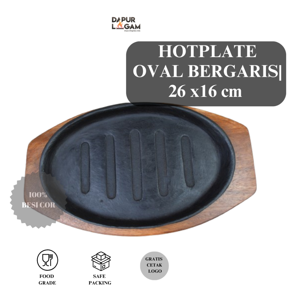 Jual Dapur Logam Cast Iron / Hot Plate Steak Model Oval Bergaris Besar ...