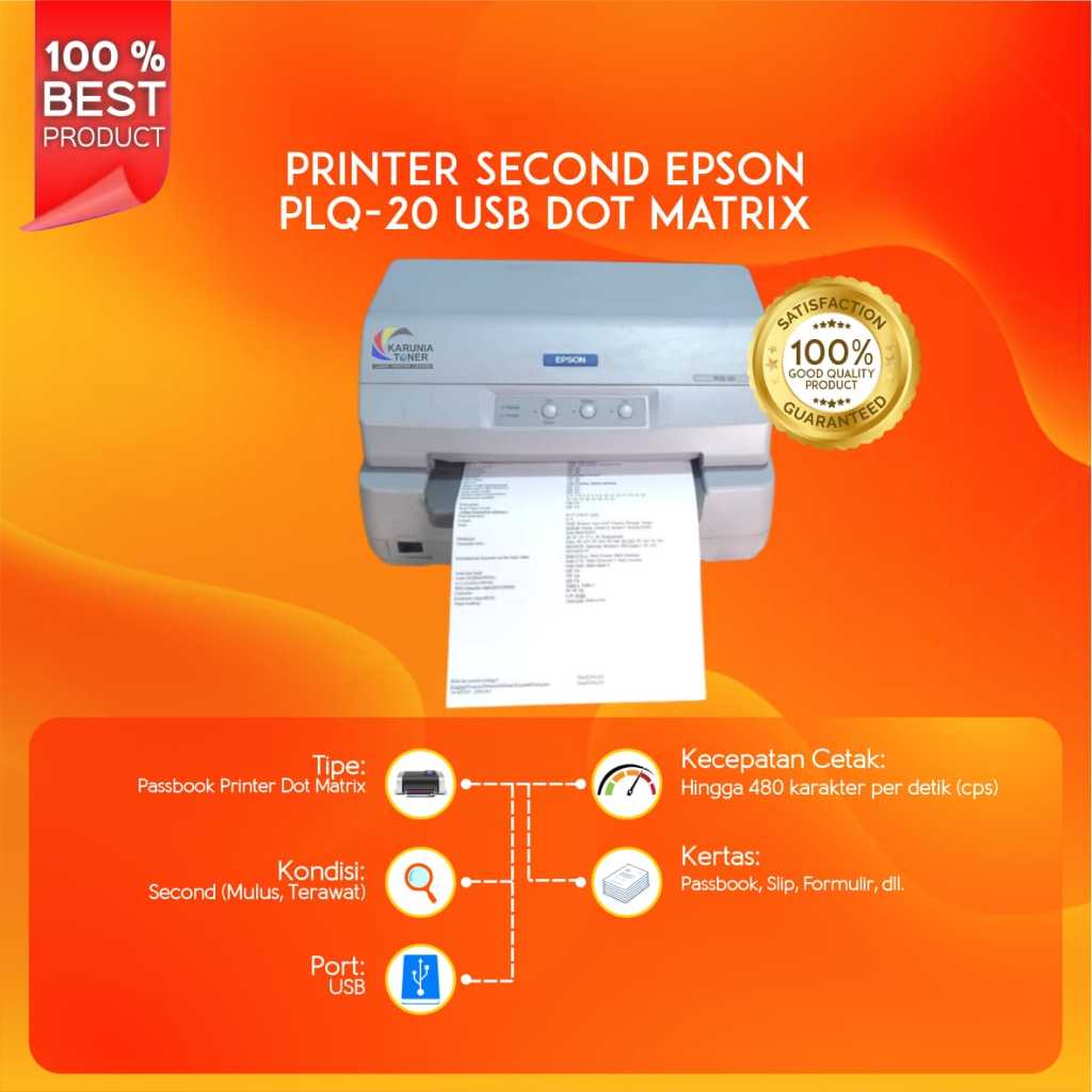 Jual Printer Second Passbook Epson PLQ20 Plq 20 Plq-20 USB Dot Matrix ...