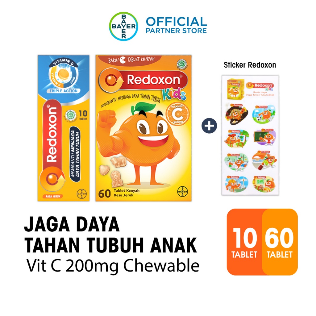 Jual Redoxon Vitamin C, D, dan Zinc 10 Tablet & Redoxon Kids Vitamin C ...