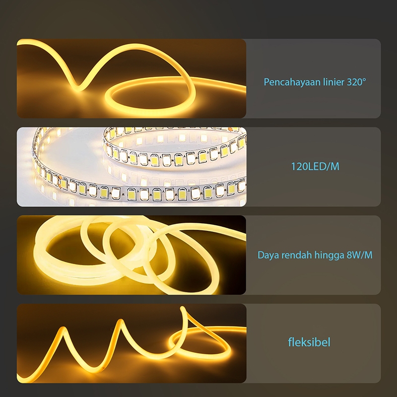 Jual 360 Neon LED Strip AC220V Strip Fleksibel Dekorasi Rumah ...