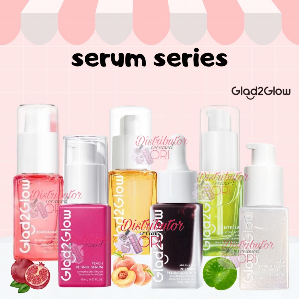 Jual Glad2Glow Face Serum 17ml All Varian | Centella | Vit C | Pome | Yuja | Vita C | Peach ...