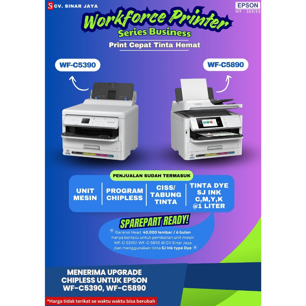 Jual CHIPLESS PRINTER EPSON WF-C5390 DAN WF-C5890 | Shopee Indonesia