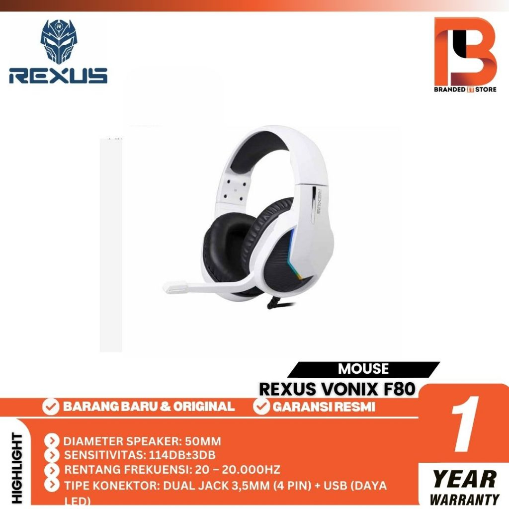 Jual Rexus Gaming Headset Vonix F-80 RGB - Headphone Rexus RGB F-80 F80 ...